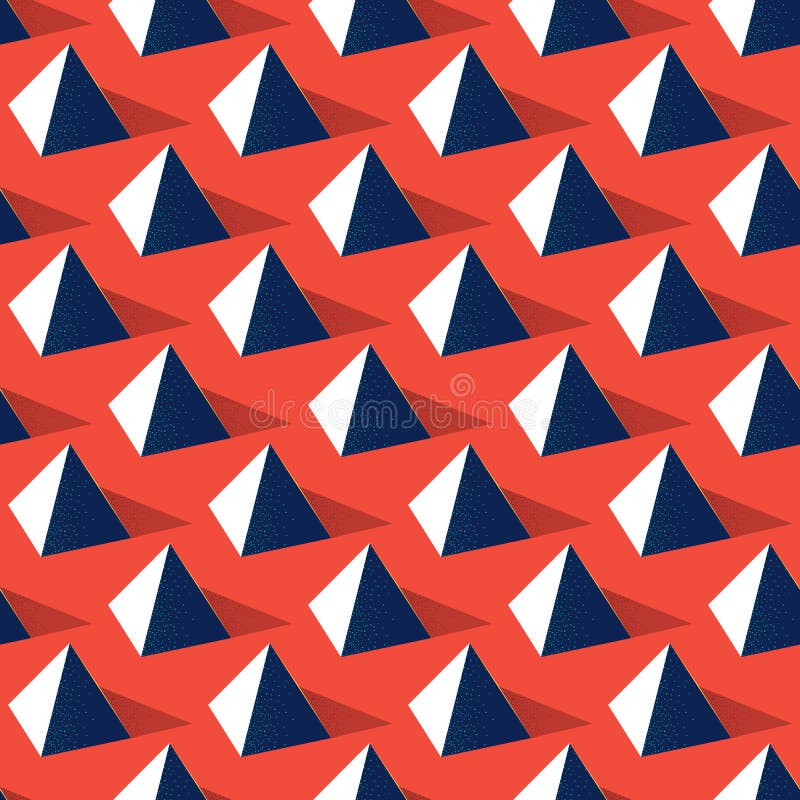 Seamless Pattern with Pyramid Shape on Red Background in Modern Dotted ...