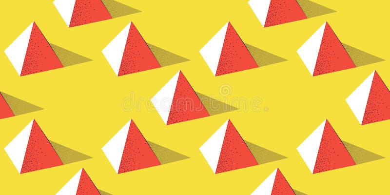 Seamless Pattern with Pyramid Shape on Yellow Background in Modern ...
