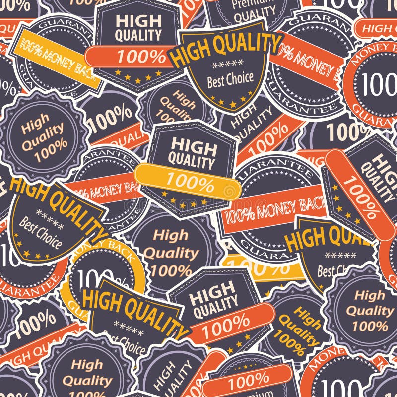 Seamless Pattern with Quality Guarantee Labels Stock Vector ...
