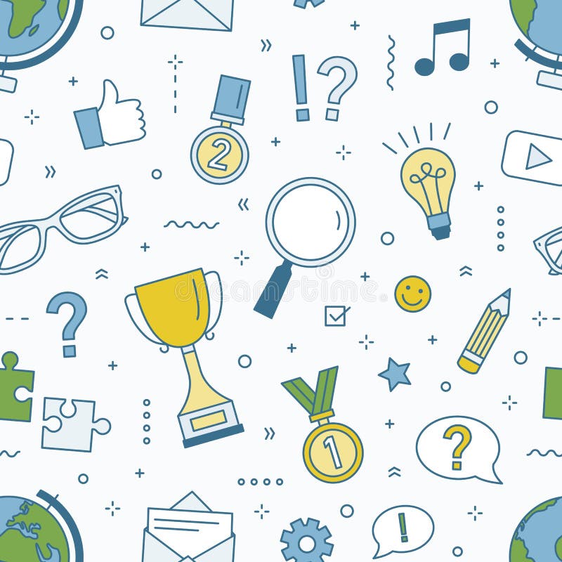 Seamless Pattern with Quiz Tournament or Championship, Knowledge ...