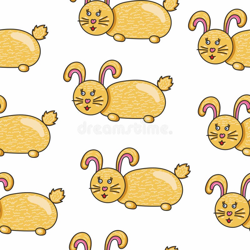 Seamless Pattern Rabbit. Hand Drawn Print Design Rabbit Background ...
