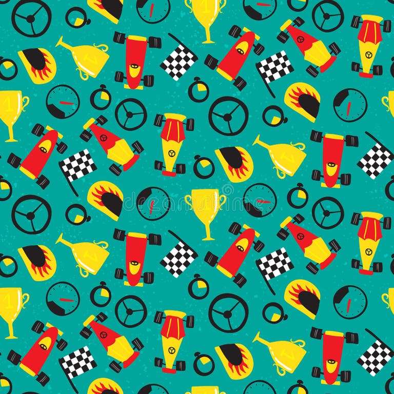 Seamless Pattern with Racing Cars Stock Illustration - Illustration of ...