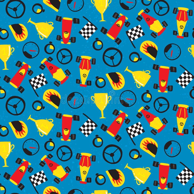 Seamless Pattern with Racing Cars Stock Illustration - Illustration of ...