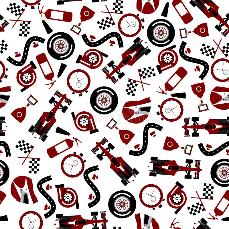 Racing Car Seamless Pattern Colorful Cartoon Style For Scrapbooking ...