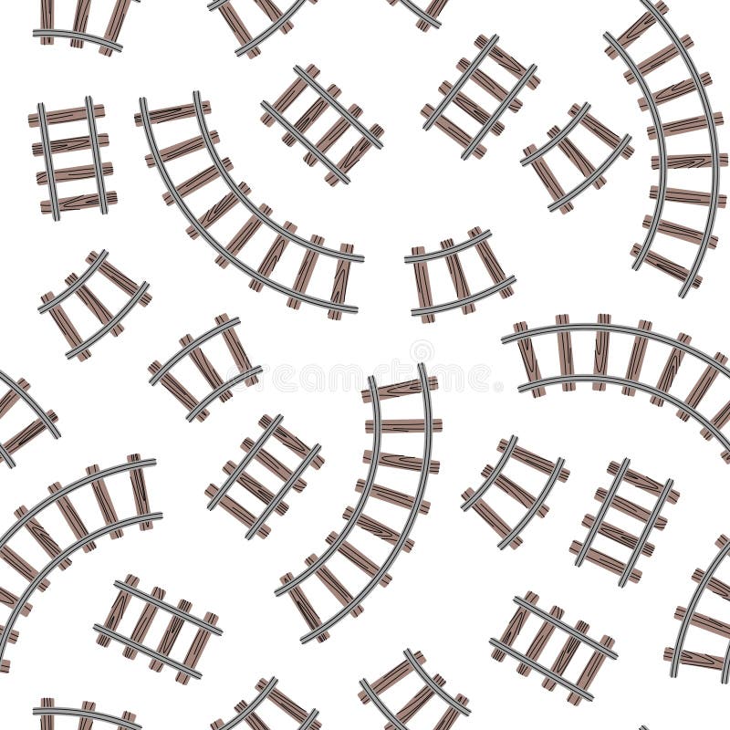 Seamless Pattern with Railway Tracks in Flat Style. Train Rails ...