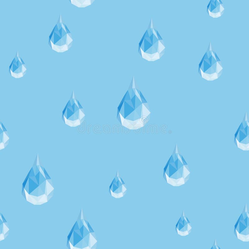 Seamless Pattern of Rain Drops on a Light Blue Polygonal Stock Vector ...