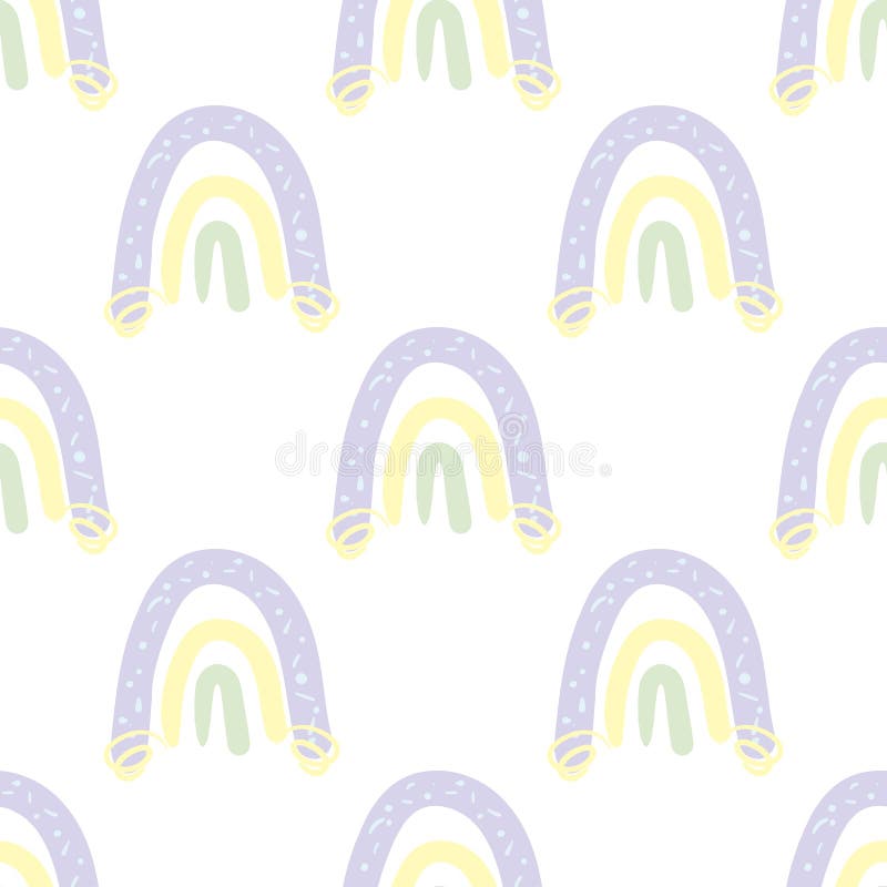 Seamless Pattern Rainbow Boho Lilac and Yellow Colors, Prints Design ...