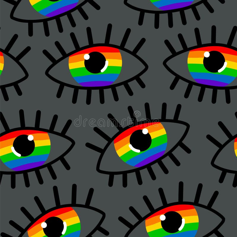 Seamless Pattern with Rainbow Eyes Stock Illustration - Illustration of ...