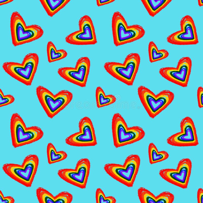 Seamless Pattern With Rainbow Hearts Colored In Lgbt Flag Colors Gay