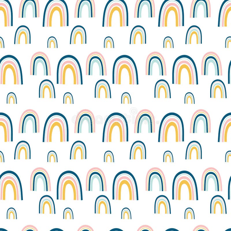 Seamless Pattern with Rainbow on White Background. Vector Stock Vector ...