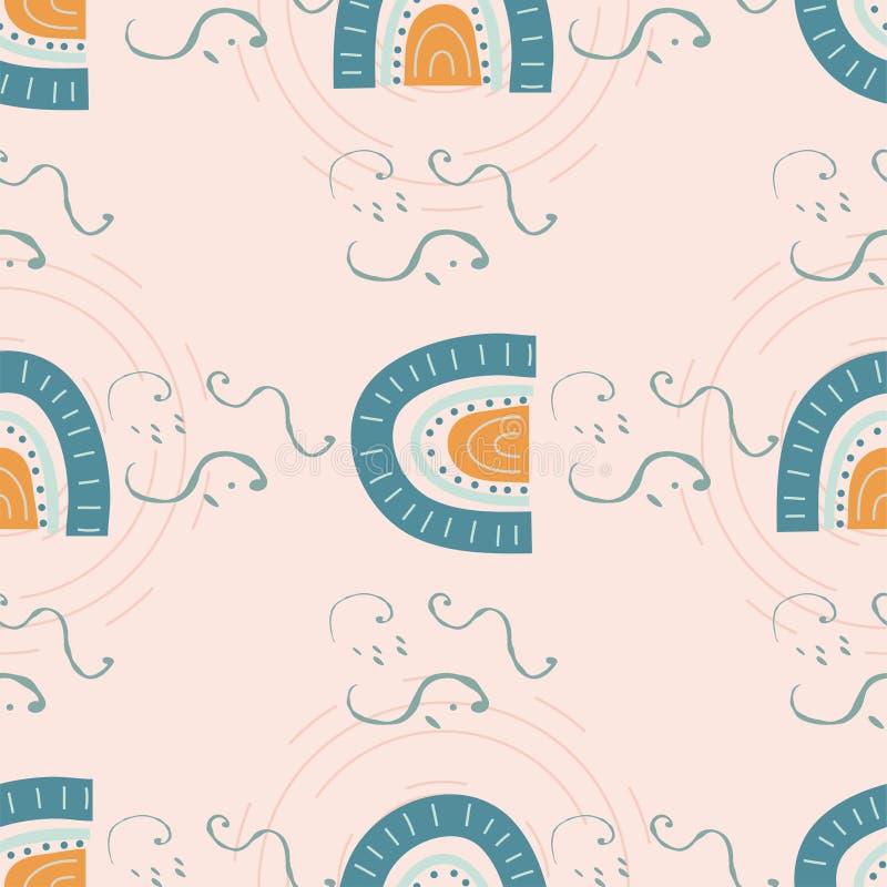 Seamless Pattern with Rainbows. Cute Endless Pattern for Kids Textiles ...
