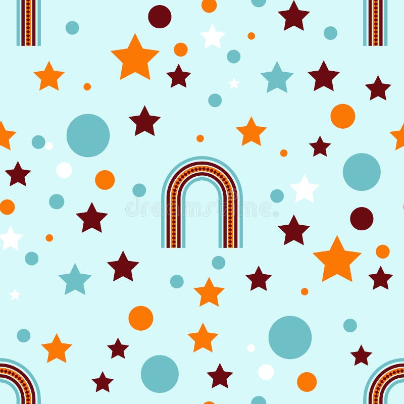Seamless Pattern with Rainbows? Stars. Design for Kids Stock ...