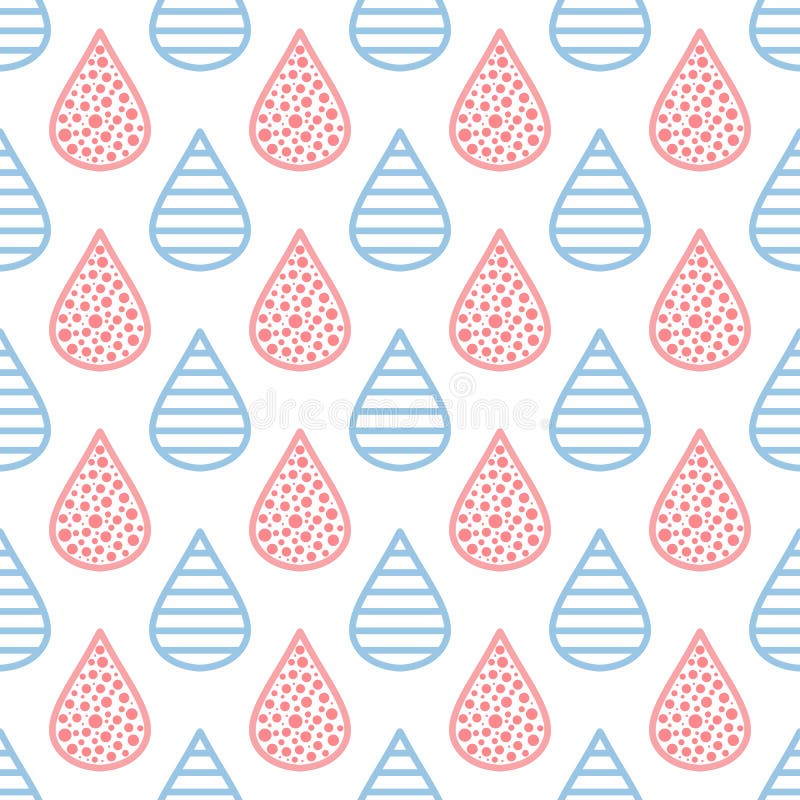 Seamless Pattern with Raindrops. Raindrops Decorated with Lines and ...