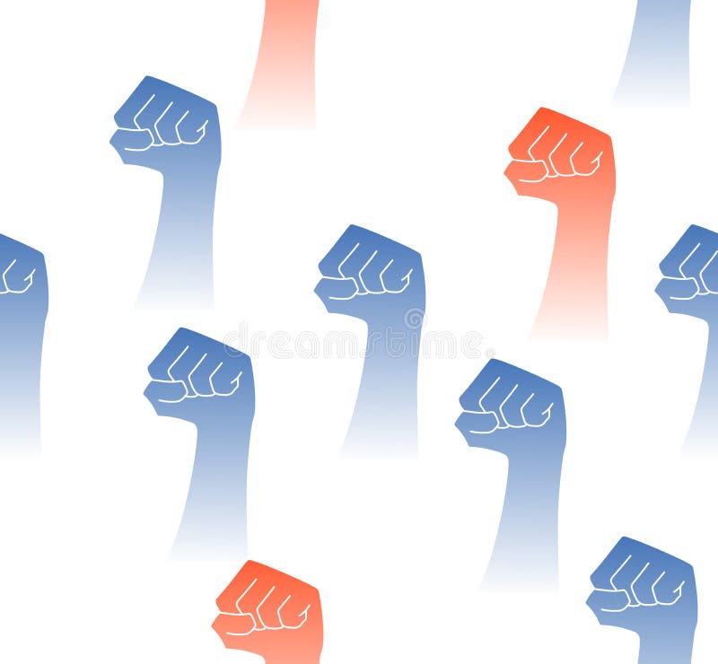 Seamless Pattern with Raised Fists Stock Vector - Illustration of ...