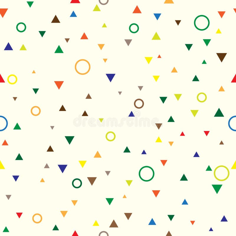 Seamless Pattern with Random Colored Triangles, Rings. Repeating ...