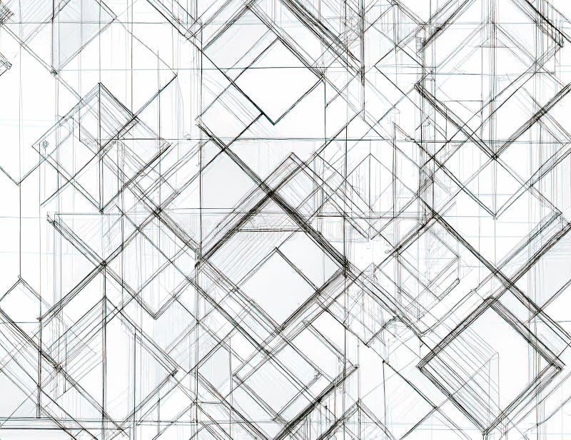 Seamless Pattern with Random Intersecting Squares and Cubes Stock Image - Image of architecture ...