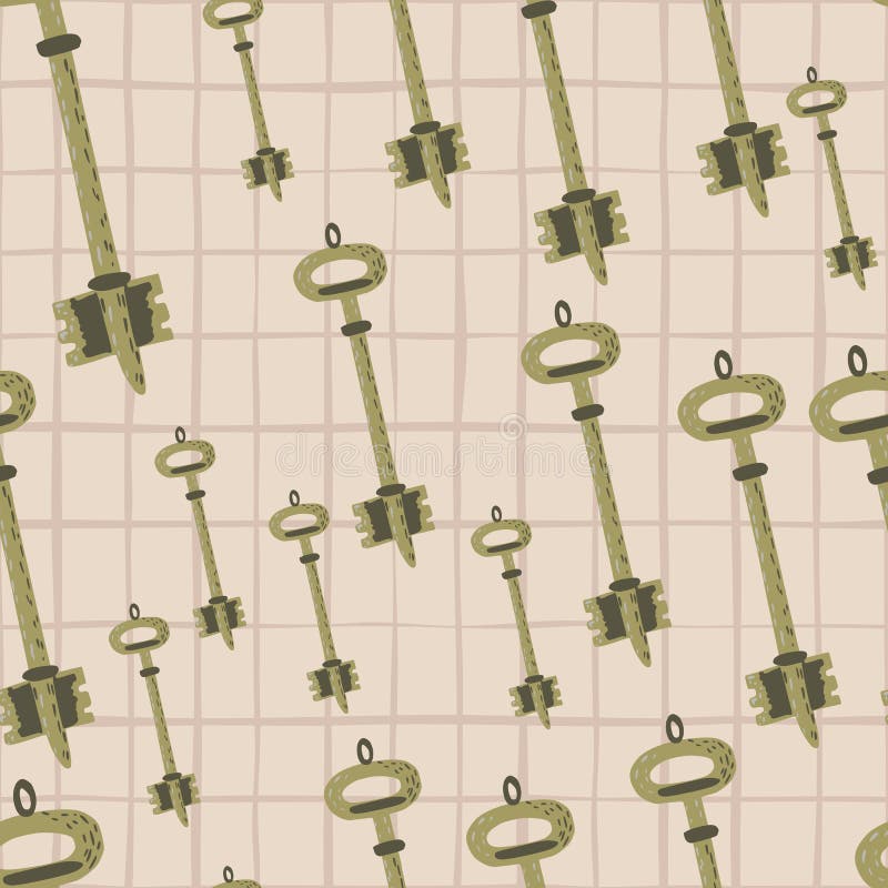 Seamless Pattern with Random Key Simple Ornament. Old Gold Security ...