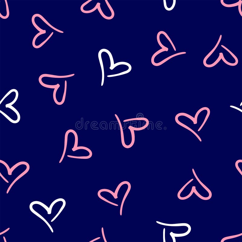 Seamless Pattern with Randomly Scattered Hearts Drawn by Hand. Cute ...