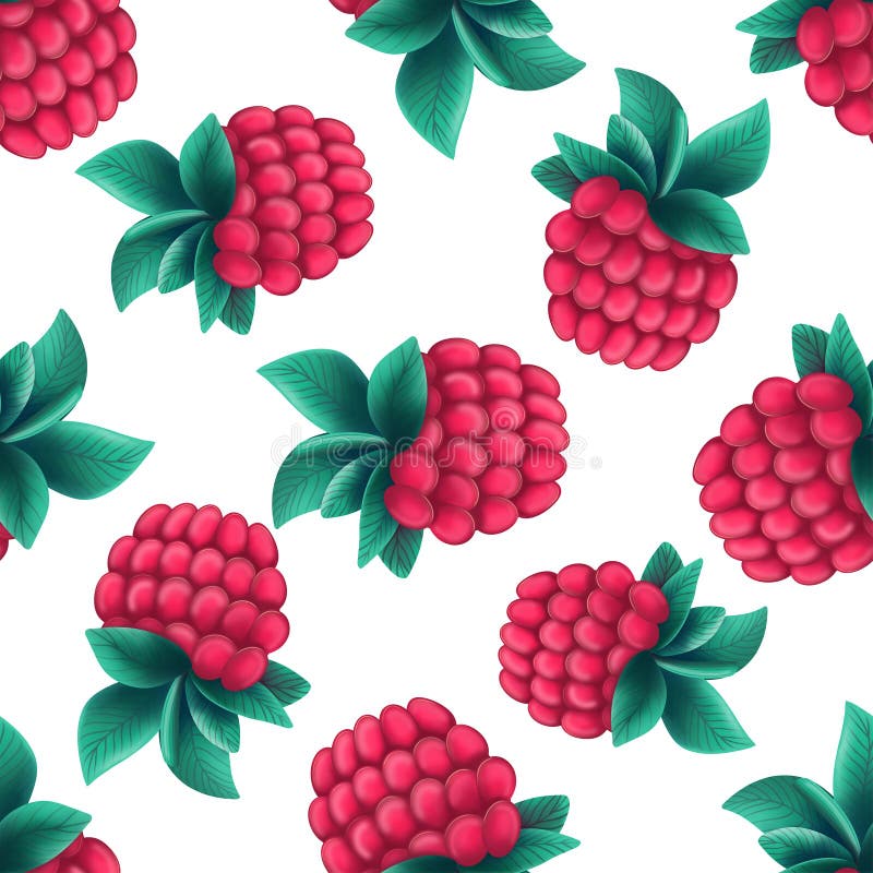 Seamless Pattern with Raspberry Stock Illustration - Illustration of ...