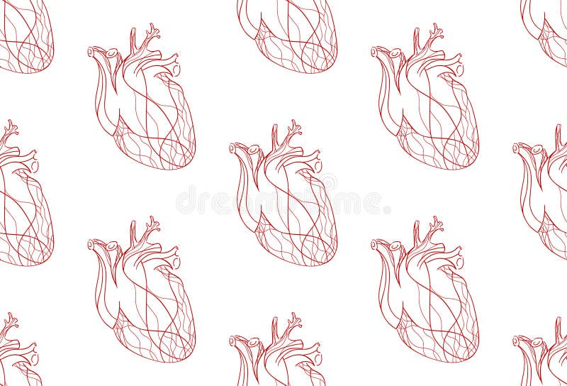 Seamless Pattern with the Real Heart of the Red Lines Stock Vector ...