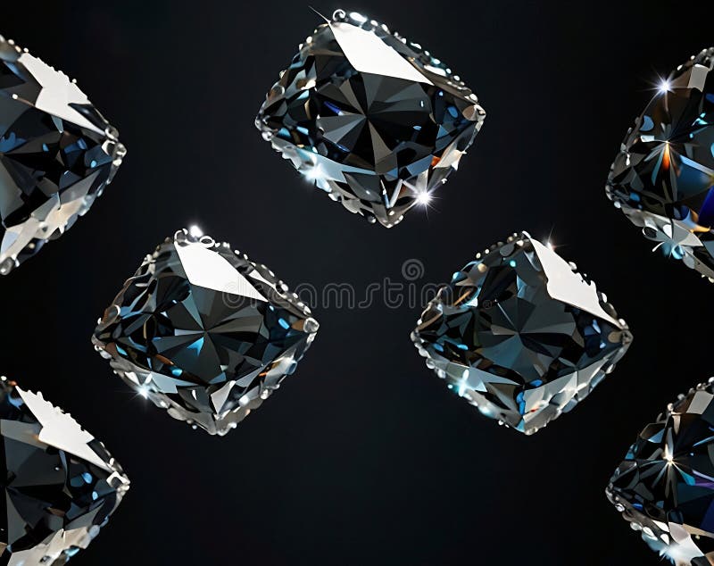 Seamless Pattern of Realistic-cut Diamonds on a Black Background, Shiny ...