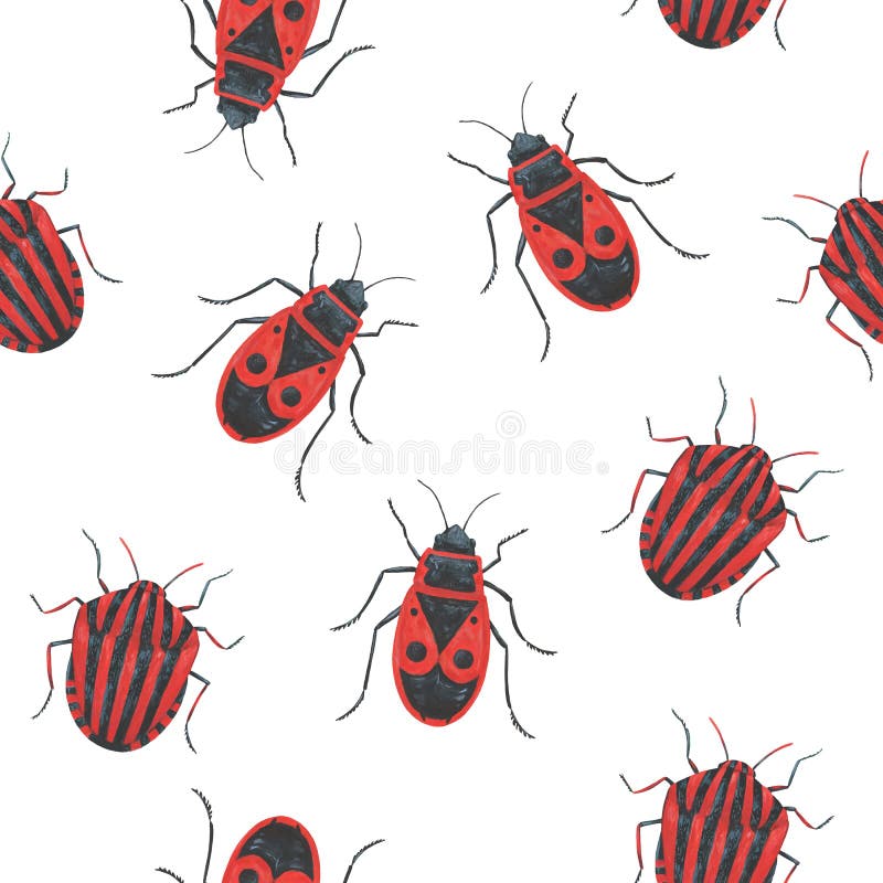 Seamless Pattern with Realistic Cute Red Solider Bugs. Stock ...