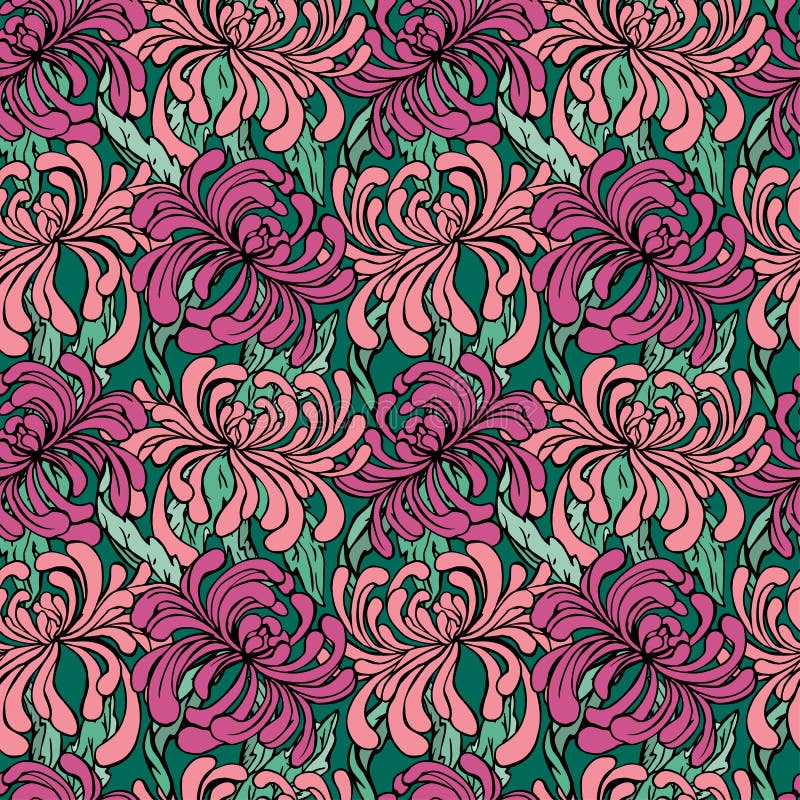 Seamless Pattern with Realistic Graphic Flowers Stock Vector ...