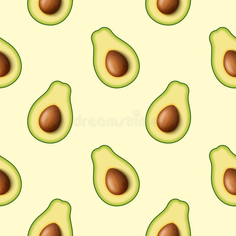 Seamless Pattern of Realistic Green Avocado for Healthy Eating. 3d ...