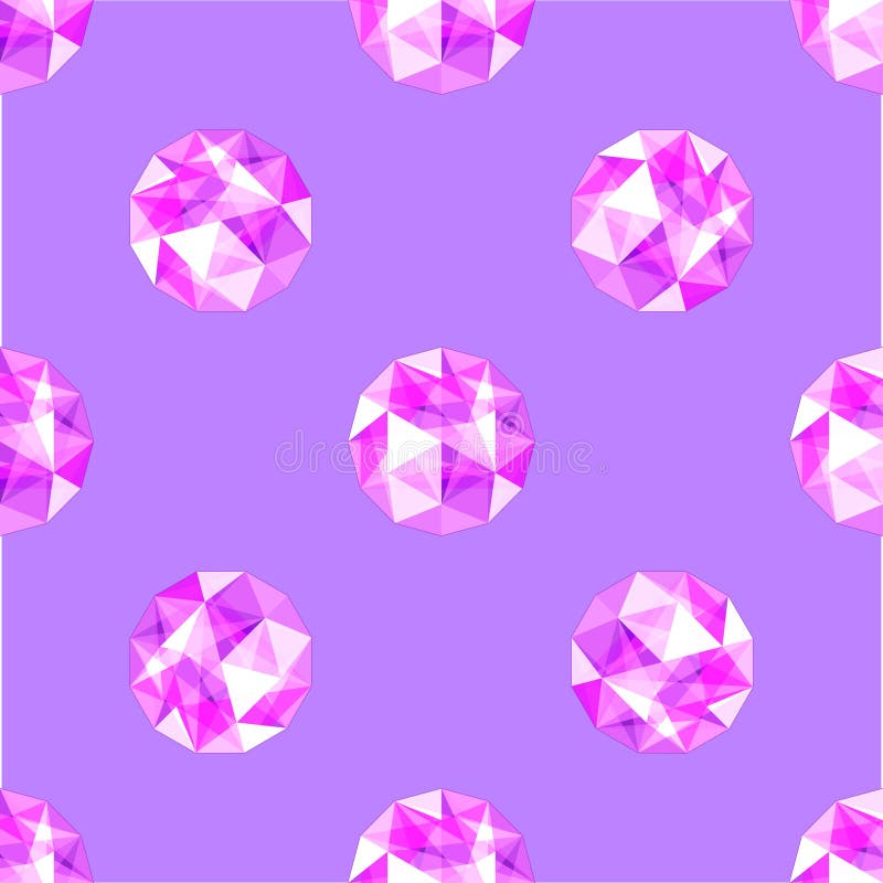Seamless Pattern of Realistic Purple Amethyst Gems. Vector Illustration ...