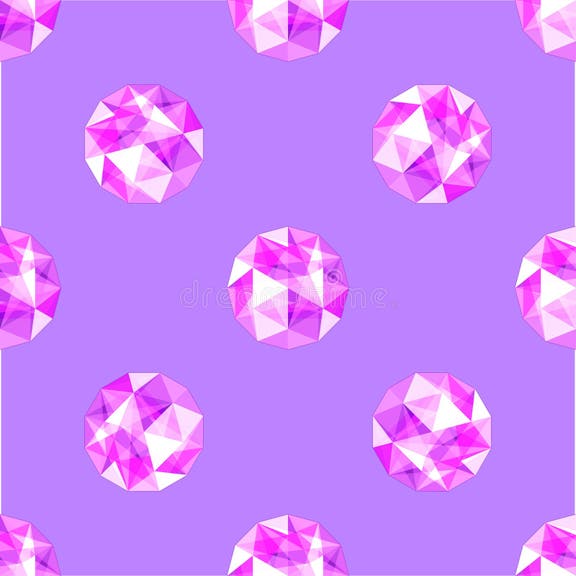 Seamless Pattern of Realistic Purple Amethyst Gems. Vector Illustration ...