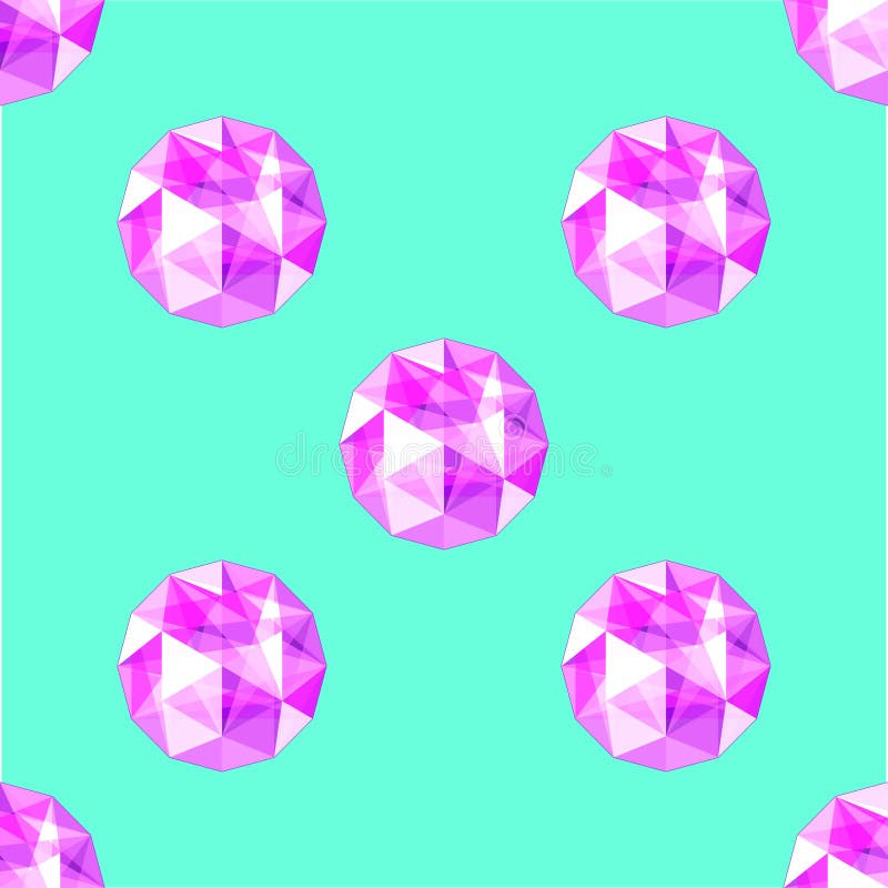 Seamless Pattern of Realistic Purple Amethyst Gems. Vector Illustration ...