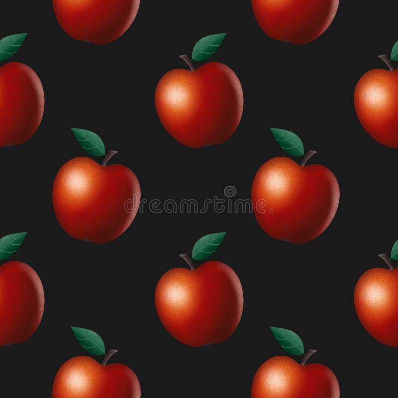 Seamless Pattern of Realistic Red Apples with Texture. Vector ...