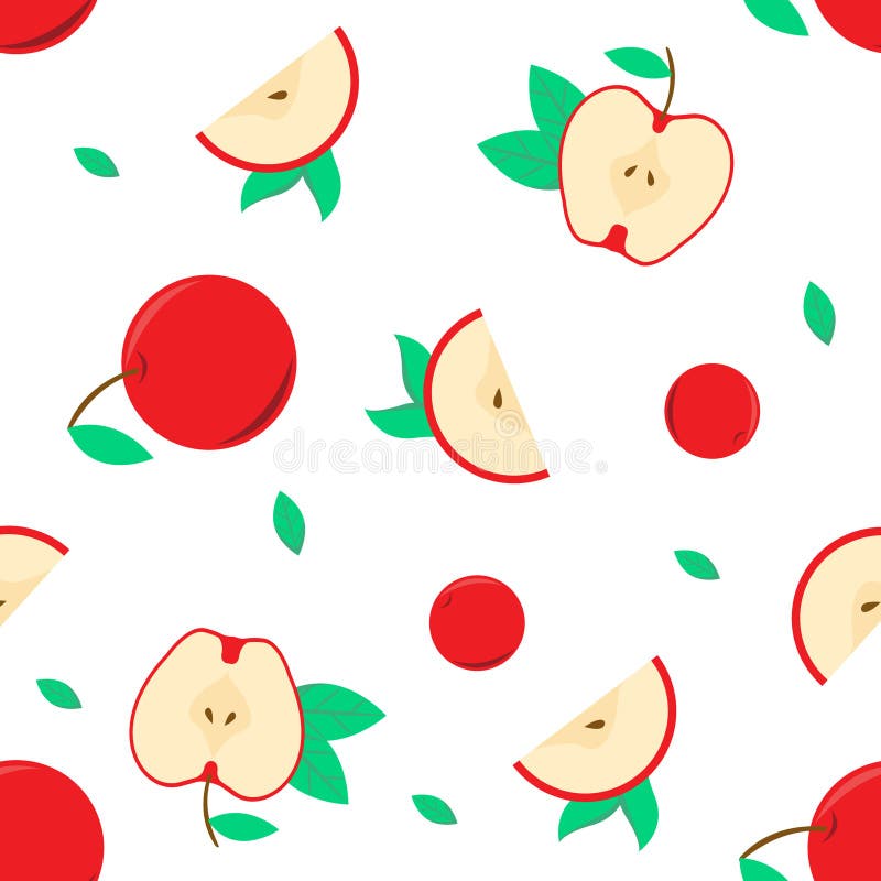 Seamless Pattern with the Red Apple Vector for Your Design and Your ...