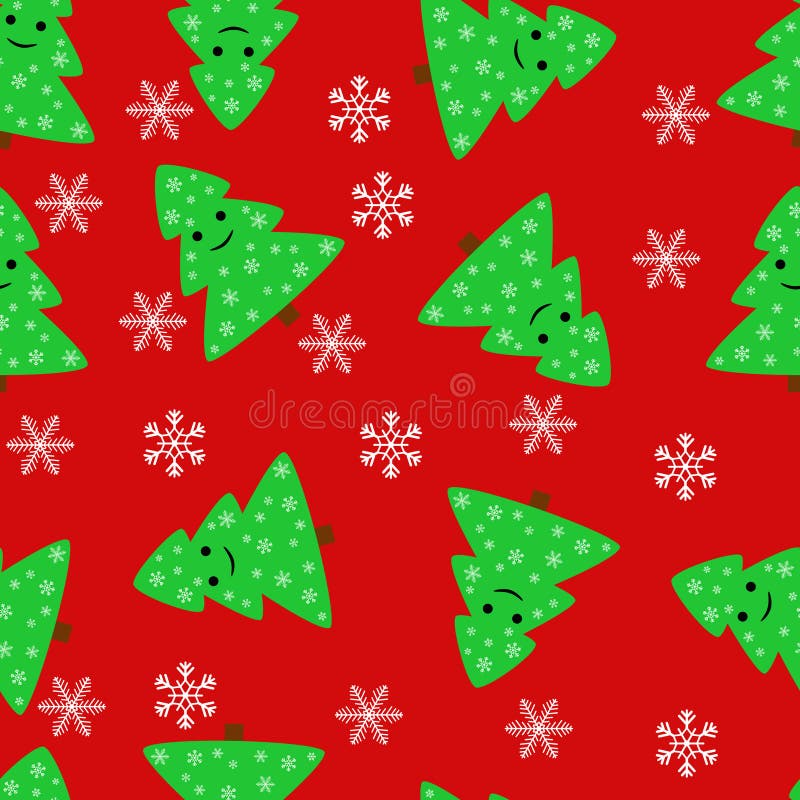 Seamless Pattern on a Red Background with Snowflakes and Christmas ...