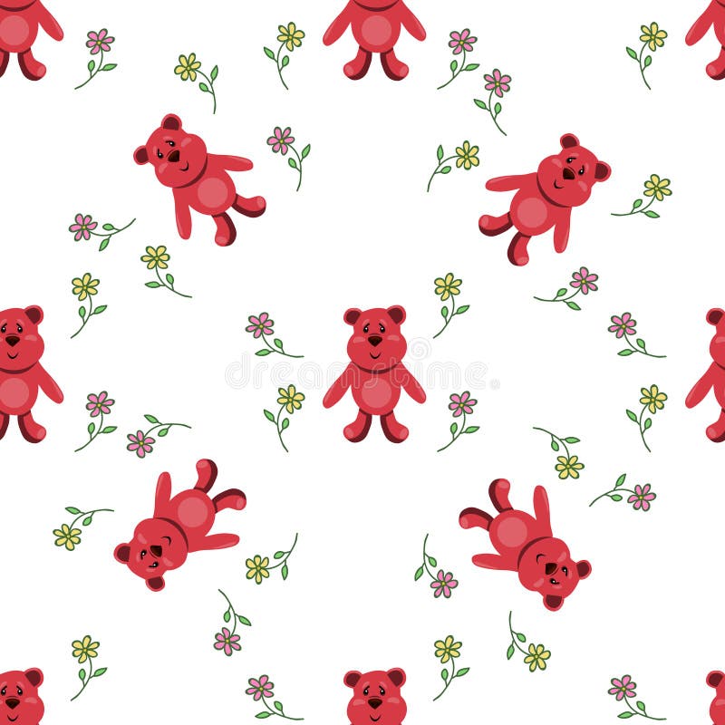 Seamless Pattern with Red Bears Stock Illustration - Illustration of ...