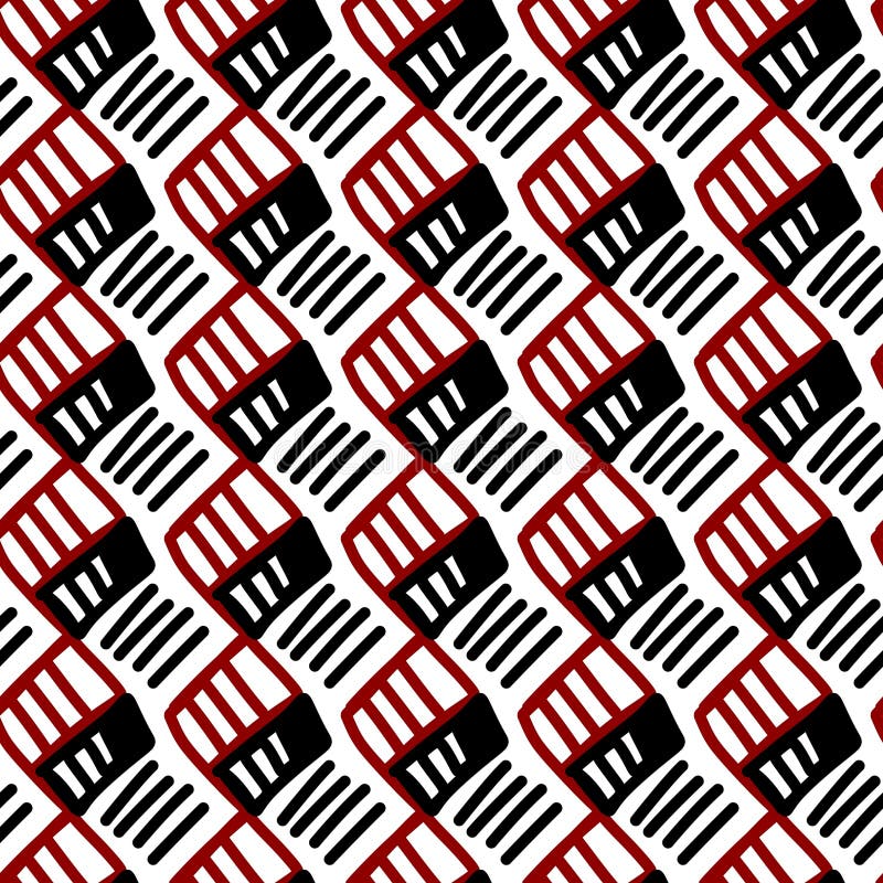Seamless Pattern of Red and Black Lines Stock Illustration ...