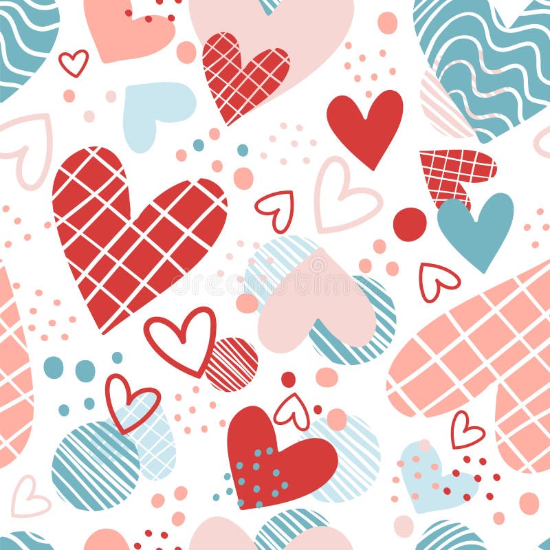 Seamless Pattern with Red and Blue Hearts Vector Stock Vector ...