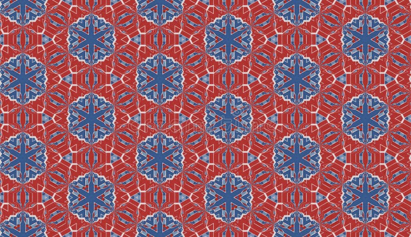 Seamless Pattern of Red and Blue Tiles in Moroccan Style Stock ...