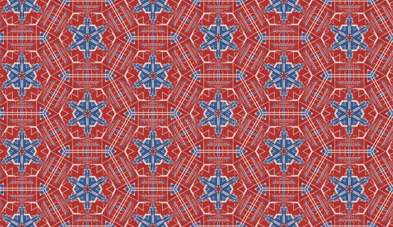 Seamless Pattern of Red and Blue Tiles in Moroccan Style Stock ...