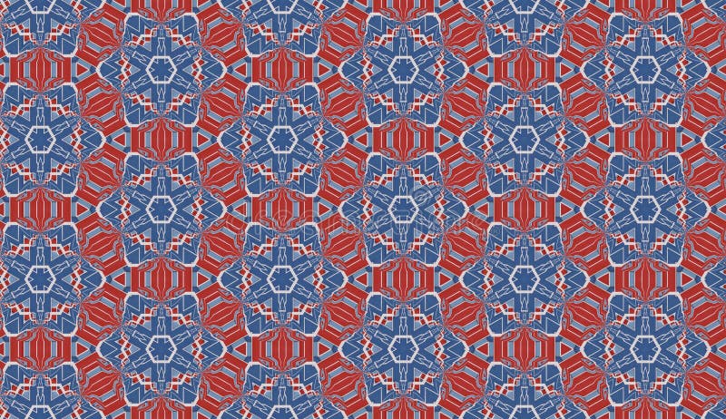 Seamless Pattern of Red and Blue Tiles in Moroccan Style Stock ...