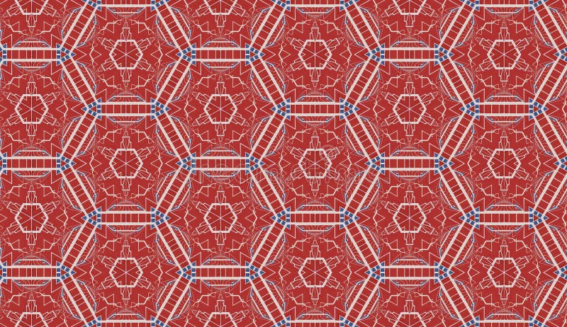 Seamless Pattern of Red and Blue Tiles in Moroccan Style Stock ...