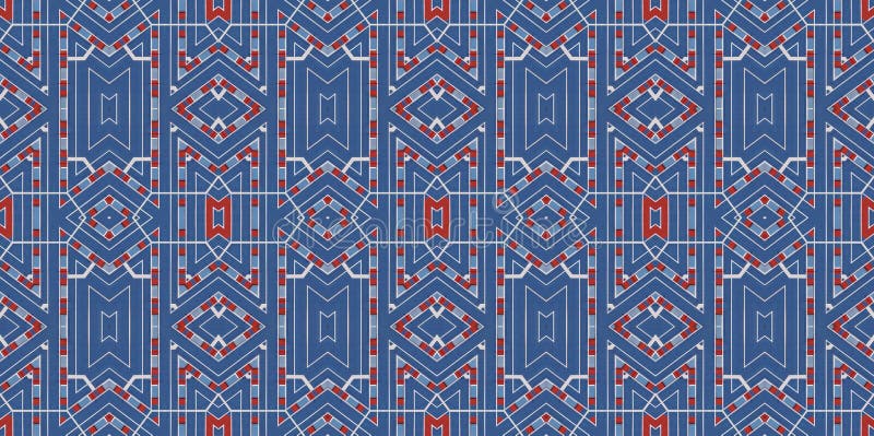 Seamless Pattern of Red and Blue Tiles in Moroccan Style Stock ...