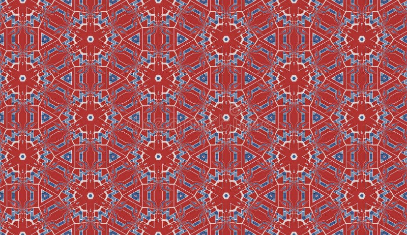 Seamless Pattern of Red and Blue Tiles in Moroccan Style Stock ...