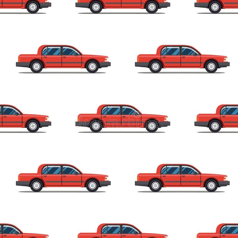 Seamless Pattern of Red Cars Limo Sedans Stock Vector - Illustration of ...