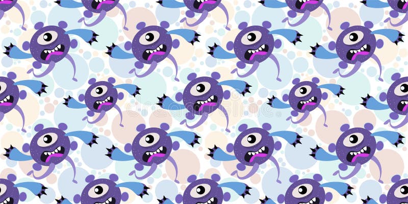 Seamless Pattern of Red Cartoon Germ in Flat Style Design Isolated on ...