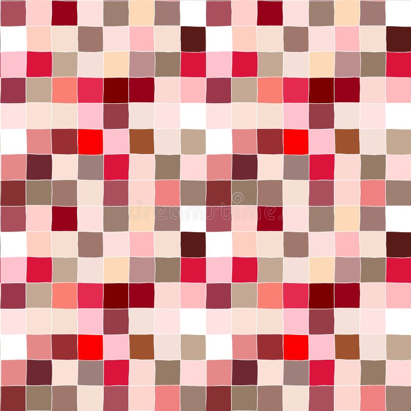 Seamless Pattern. Red Checkered Geometrical Hand Drawn Background with ...