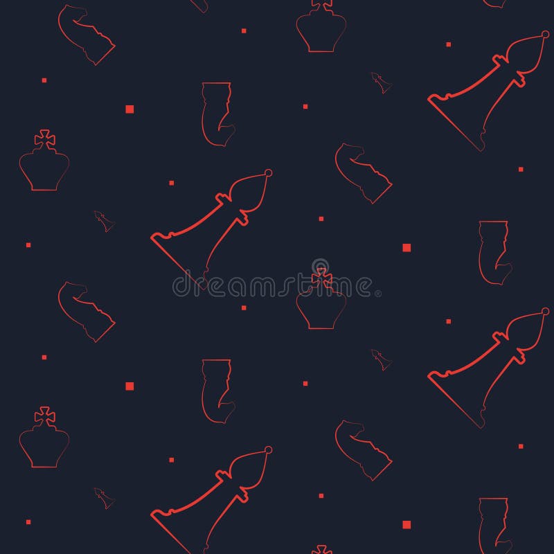 Seamless Pattern with Red Chess Pieces. Stock Vector - Illustration of ...