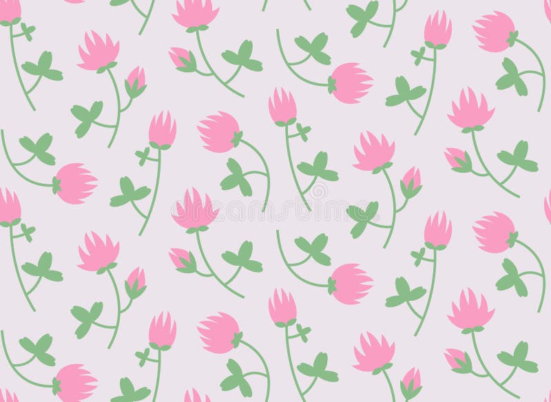 Seamless Pattern with Red Clovers. Stock Vector - Illustration of ...