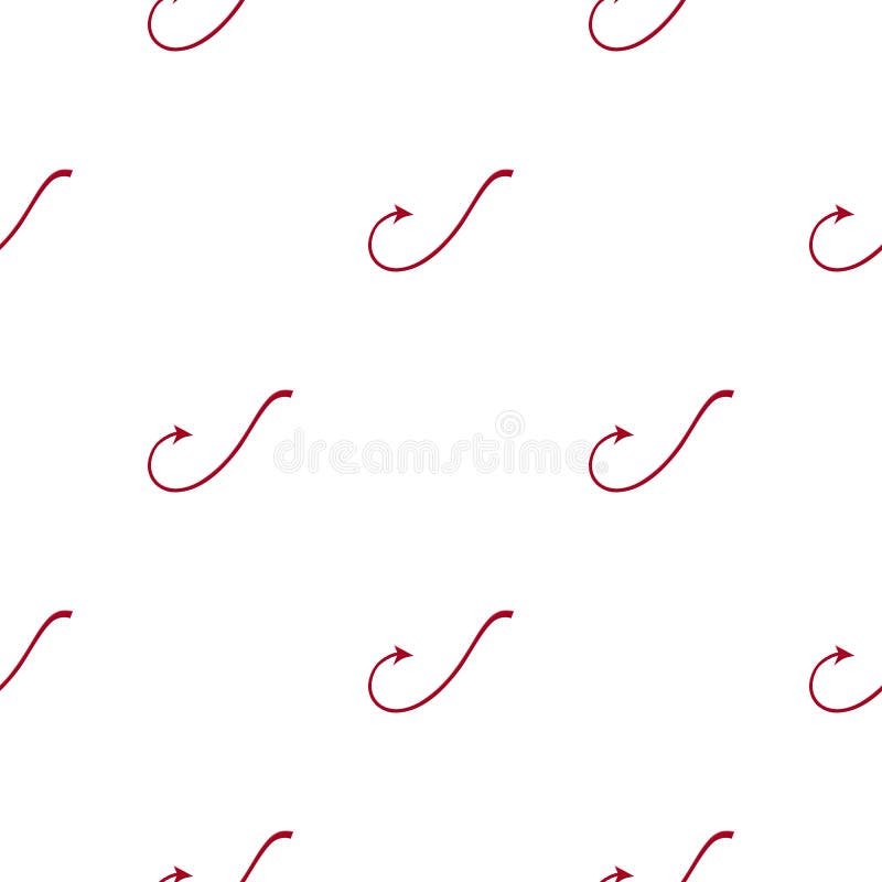Seamless Pattern with Red Devil Tails on White Background. Cartoon ...