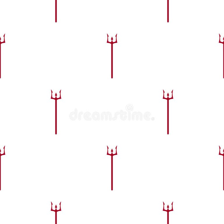 Seamless Pattern with Red Devil Tridents on White Background. Hell ...
